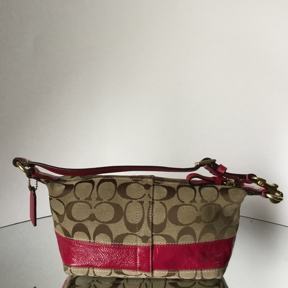 Coach | Bags | Coach Logo Insignia Brown Dark Pink Mini Bag | Poshmark